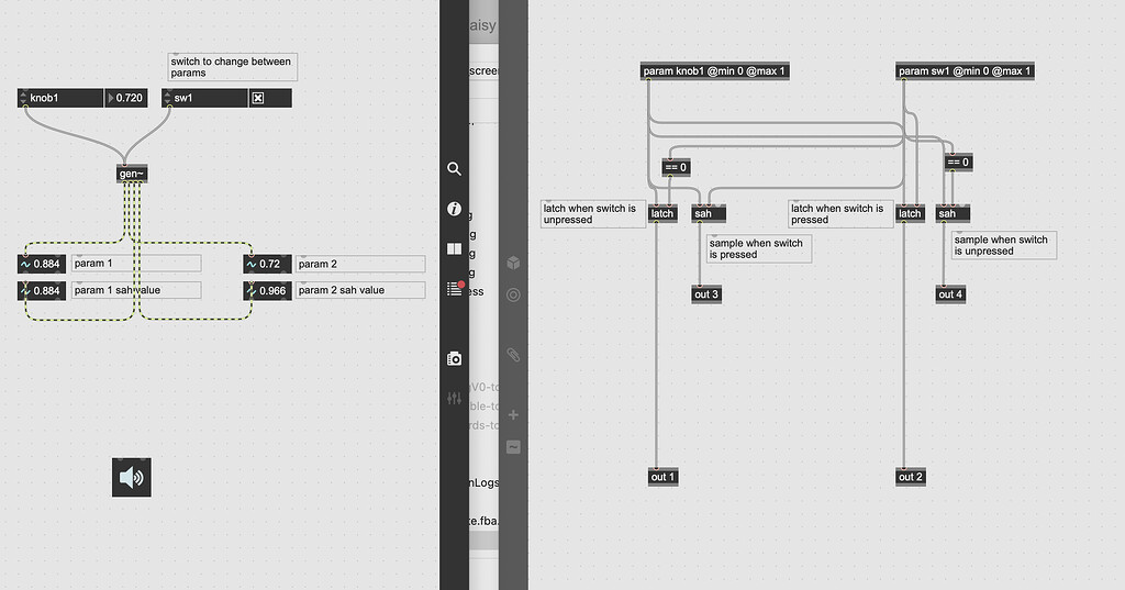 2 Parameters 1 Knob With a Switch and Soft Takeover mode? - Oopsy / Max/MSP Gen~ - Daisy Forums