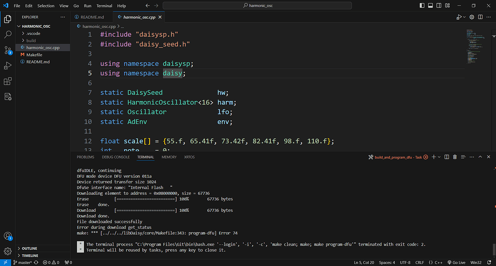 Daisy Seed examples wont play audio - Visual Studio Code C++ - Troubleshooting and Support ...